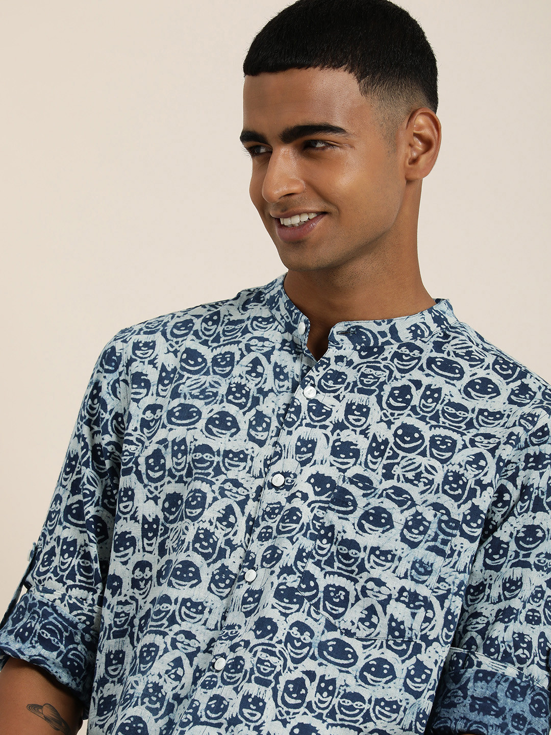 Buy Taavi Ethnic Motifs Printed Indigo Hand Block Casual Shirt - Shirts ...