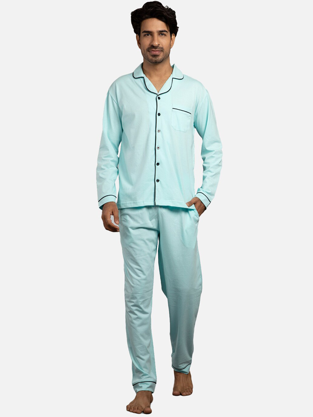 Buy Nite Flite Men 2 Pieces Pure Cotton Night Suit - Night Suits for ...