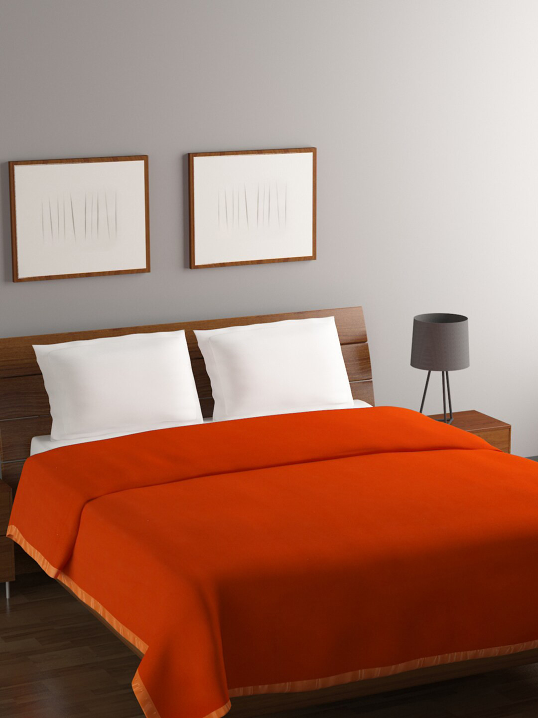 Buy BOMBAY DYEING Orange Mild Winter 246 GSM Double Bed Blanket ...