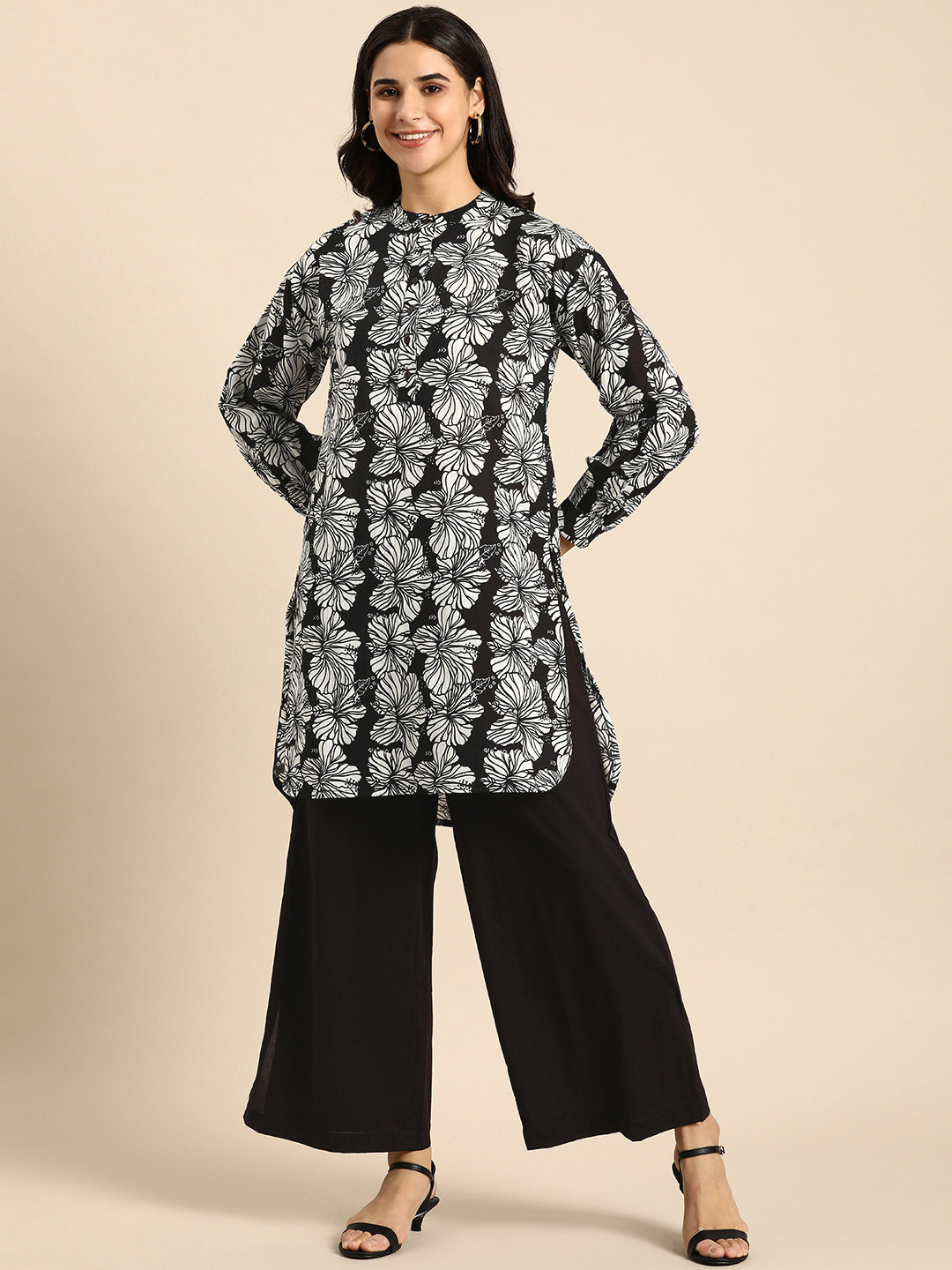 Buy Anouk Women Pure Cotton Floral Printed Regular Kurta With Palazzos - Kurta Sets for Women ...