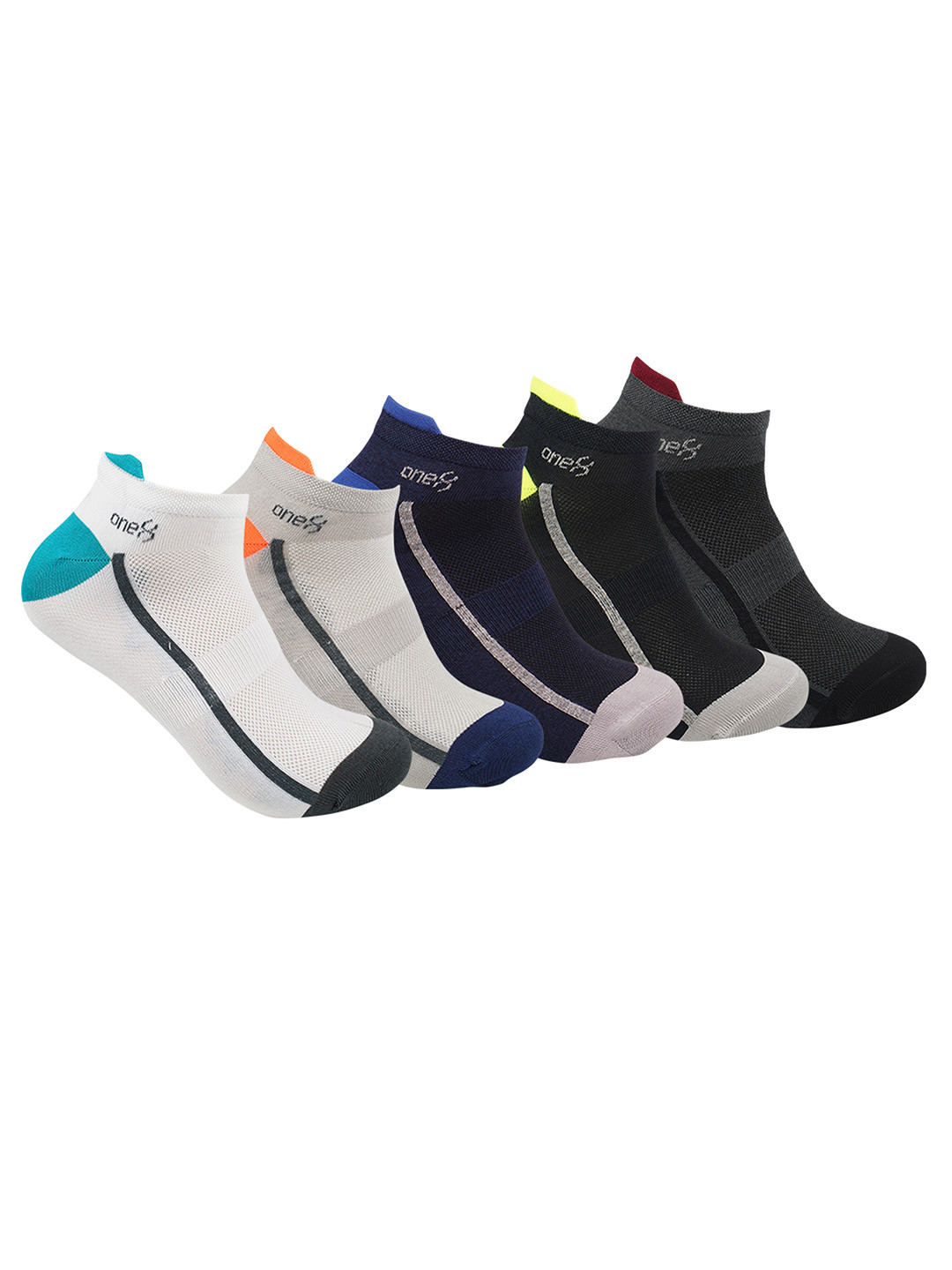 Buy One8 Men Pack Of 5 Patterned Moisture Management Ankle Length Socks ...