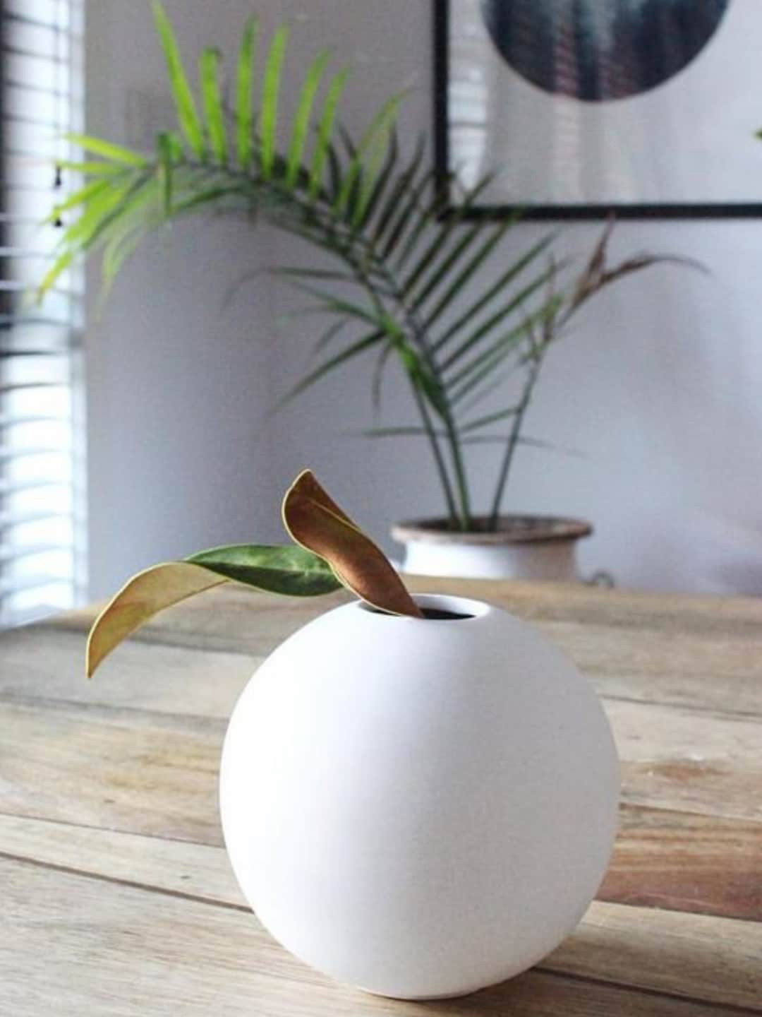Buy PUREZENTO Cooee White Ceramic Round Flower Vase - Vases for Unisex ...