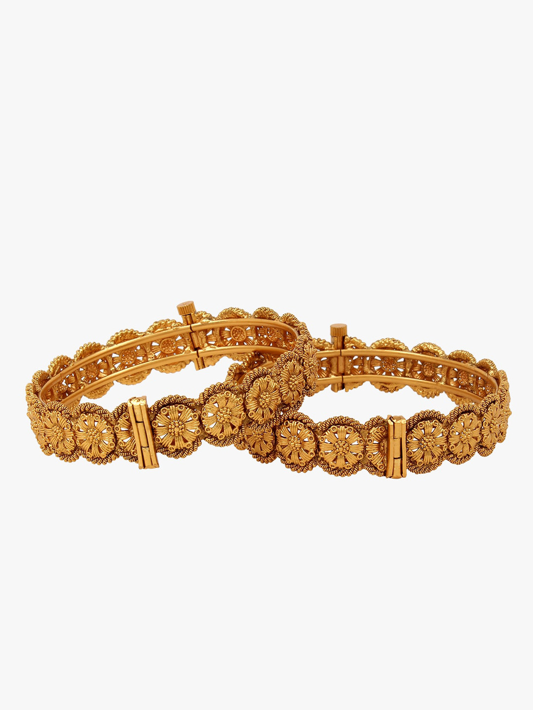 Buy Adwitiya Collection Set Of 2 24 CT Gold Plated Bangles - Bangle for ...