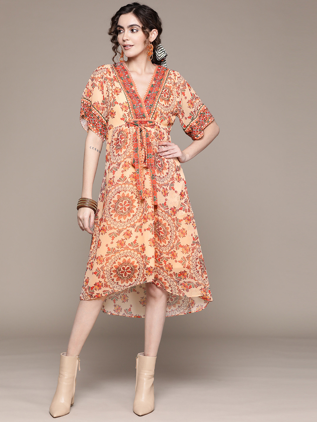 Buy Aarke Ritu Kumar Floral Georgette A Line Midi Dress - Dresses for ...