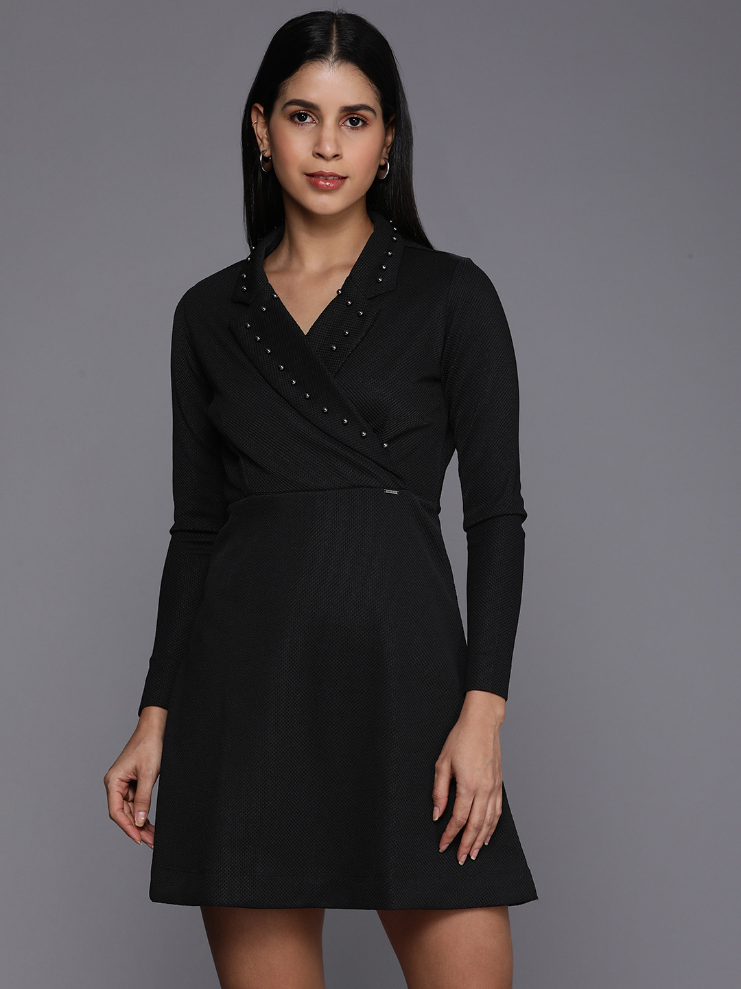 Buy Allen Solly Woman Solid Studded Fit & Flare Dress - Dresses for ...