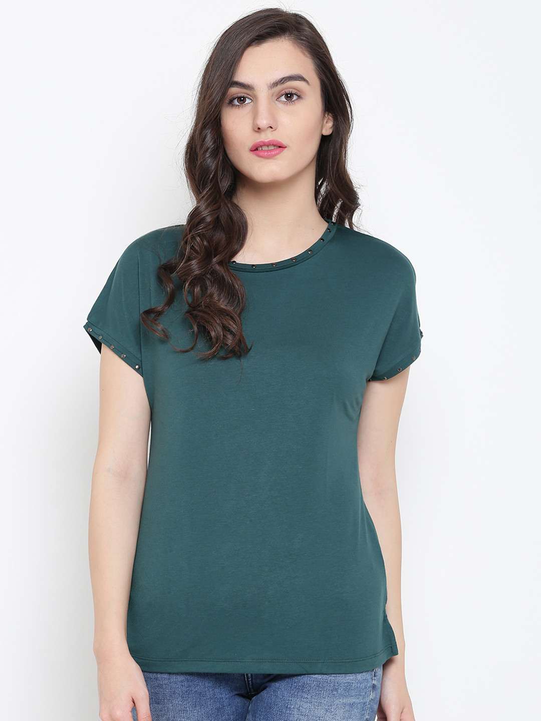 Buy OPt Women Teal Green Solid Top - Tops for Women 2166754 | Myntra
