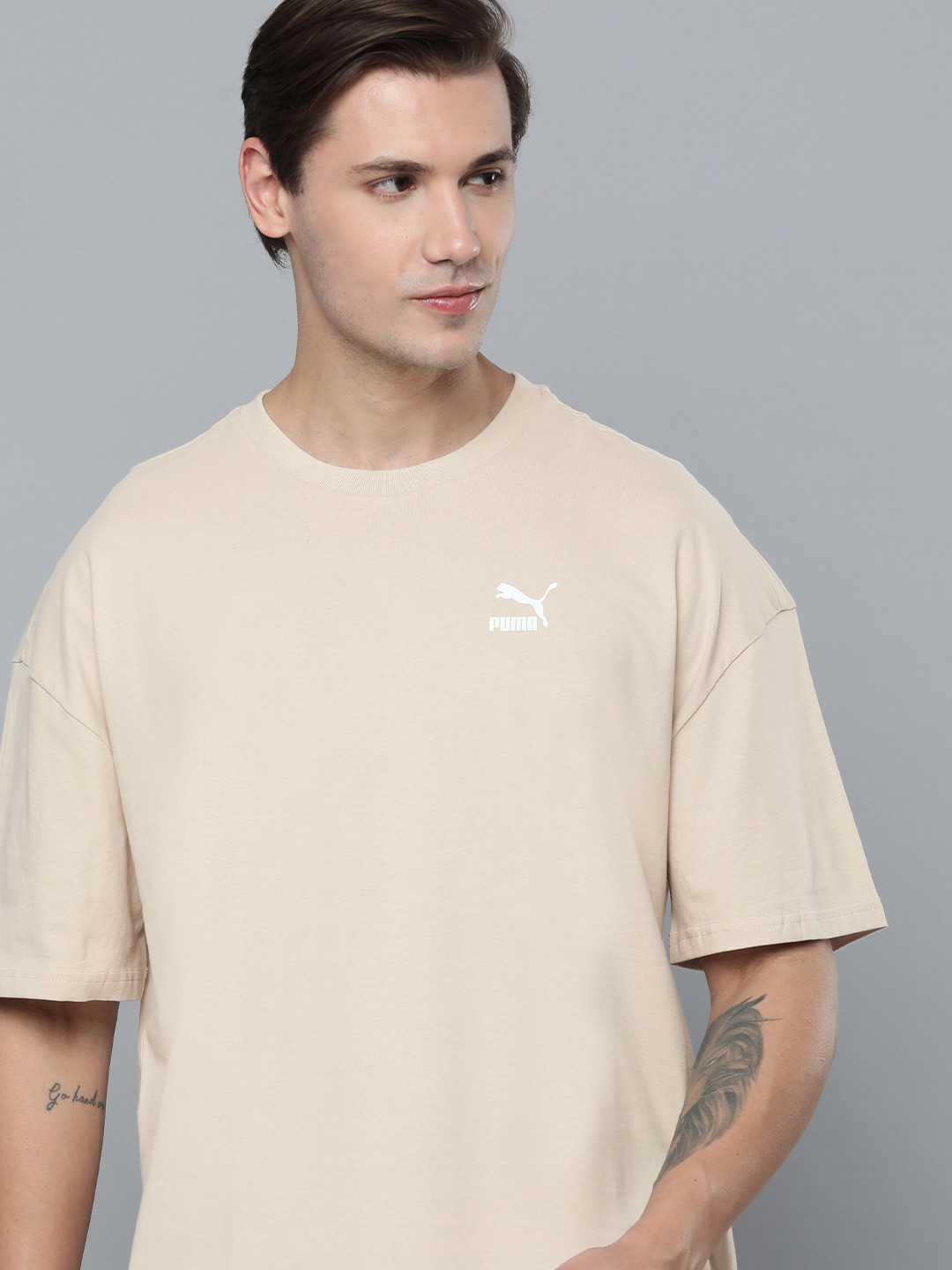 Buy Puma Beige Oversize Fit T Shirt - Tshirts for Men 21668236 | Myntra