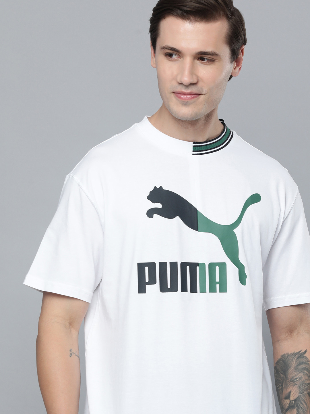 Buy Puma Brand Logo Printed Relaxed Fit Pure Cotton T Shirt - Tshirts ...