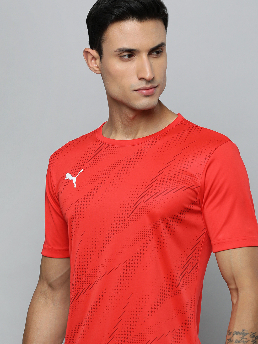 Buy Puma Men Dry Cell Red Printed Slim Fit Football T Shirt - Tshirts ...