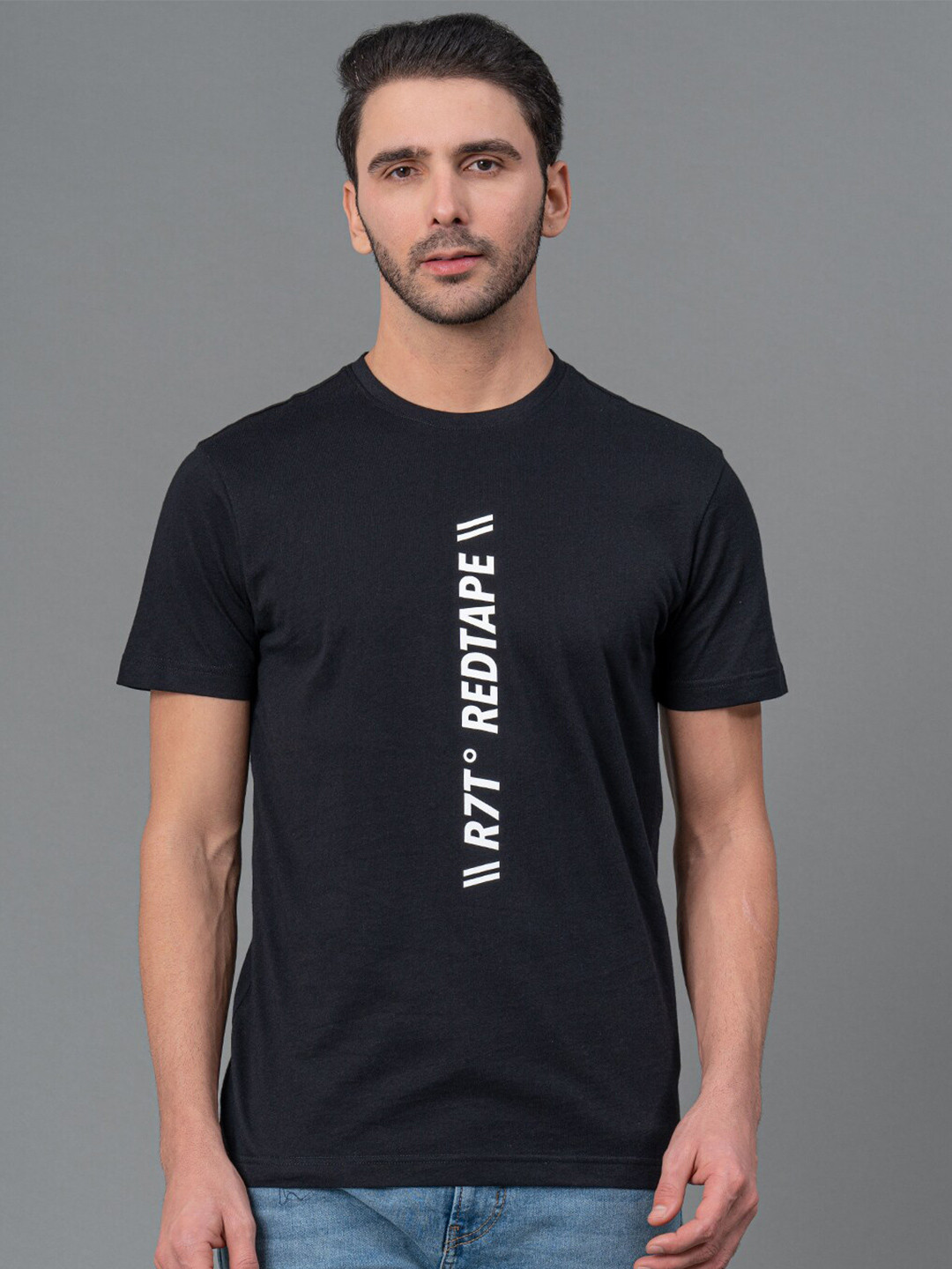 Buy Red Tape Men Typography Printed Pure Cotton T Shirt - Tshirts for ...