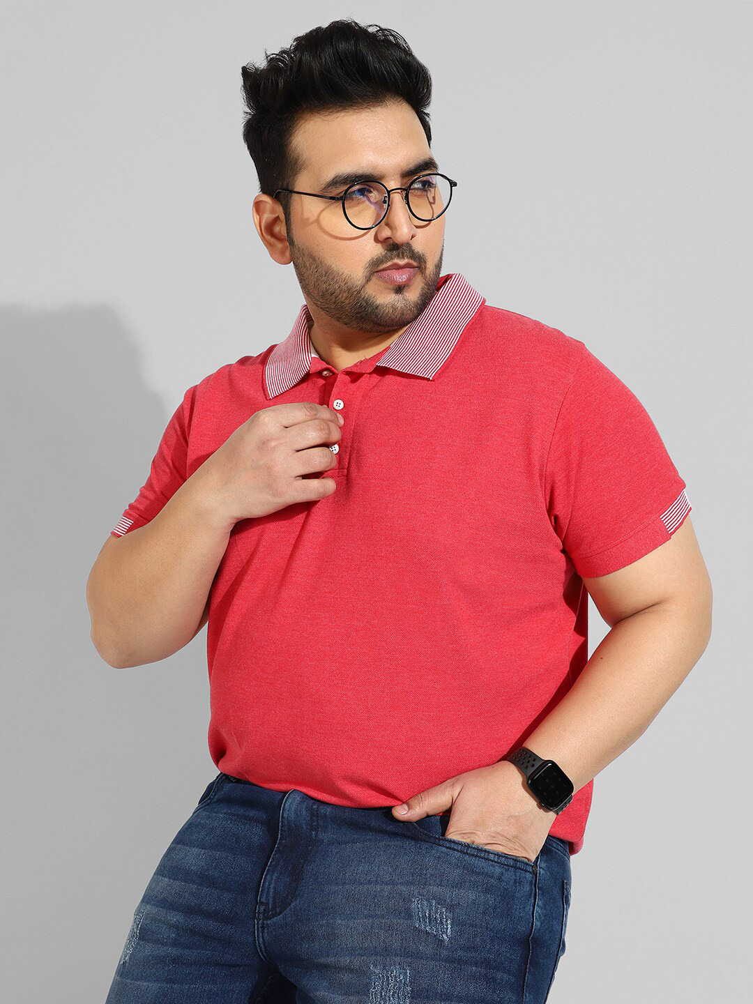 Buy Instafab Plus Men Plus Size Polo Collar Cotton T Shirt - Tshirts for Men 21672632 | Myntra