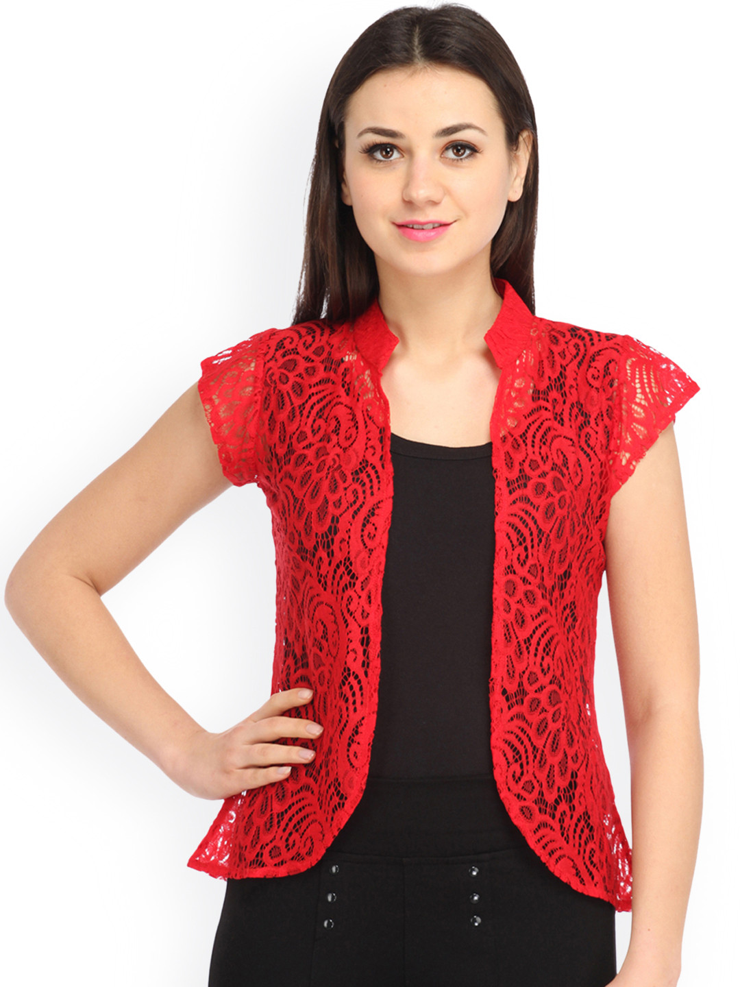 Buy Cottinfab Red Net Shrug - Shrug for Women 2167339 | Myntra