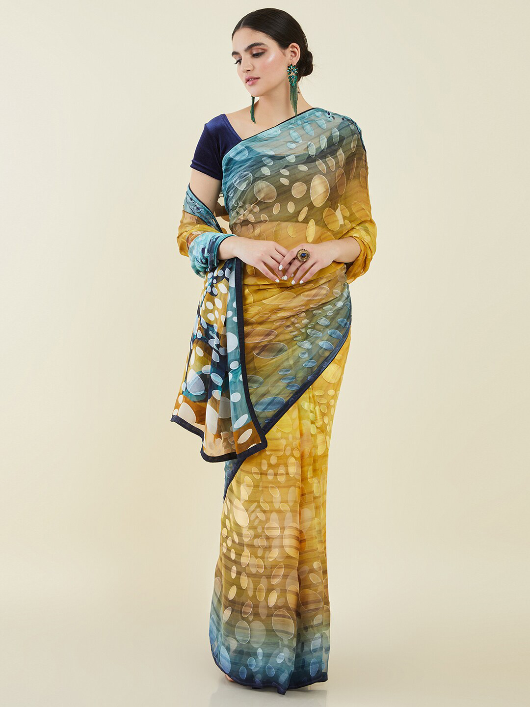 Buy Soch Abstract Printed Pure Georgette Saree - Sarees for Women ...