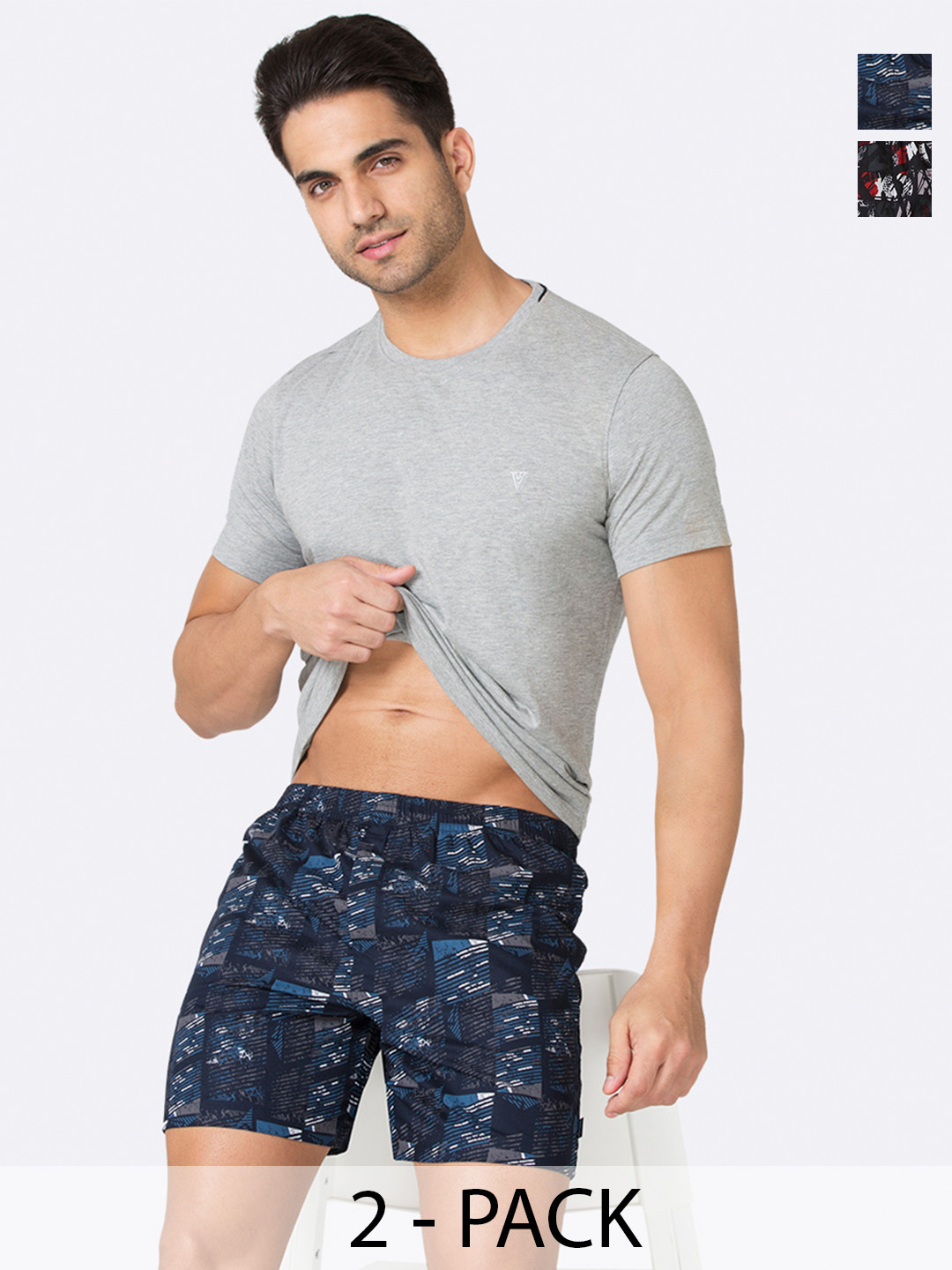 Buy Van Heusen Innerwear Men Assorted Pack Of 2 Printed Pure Cotton ...