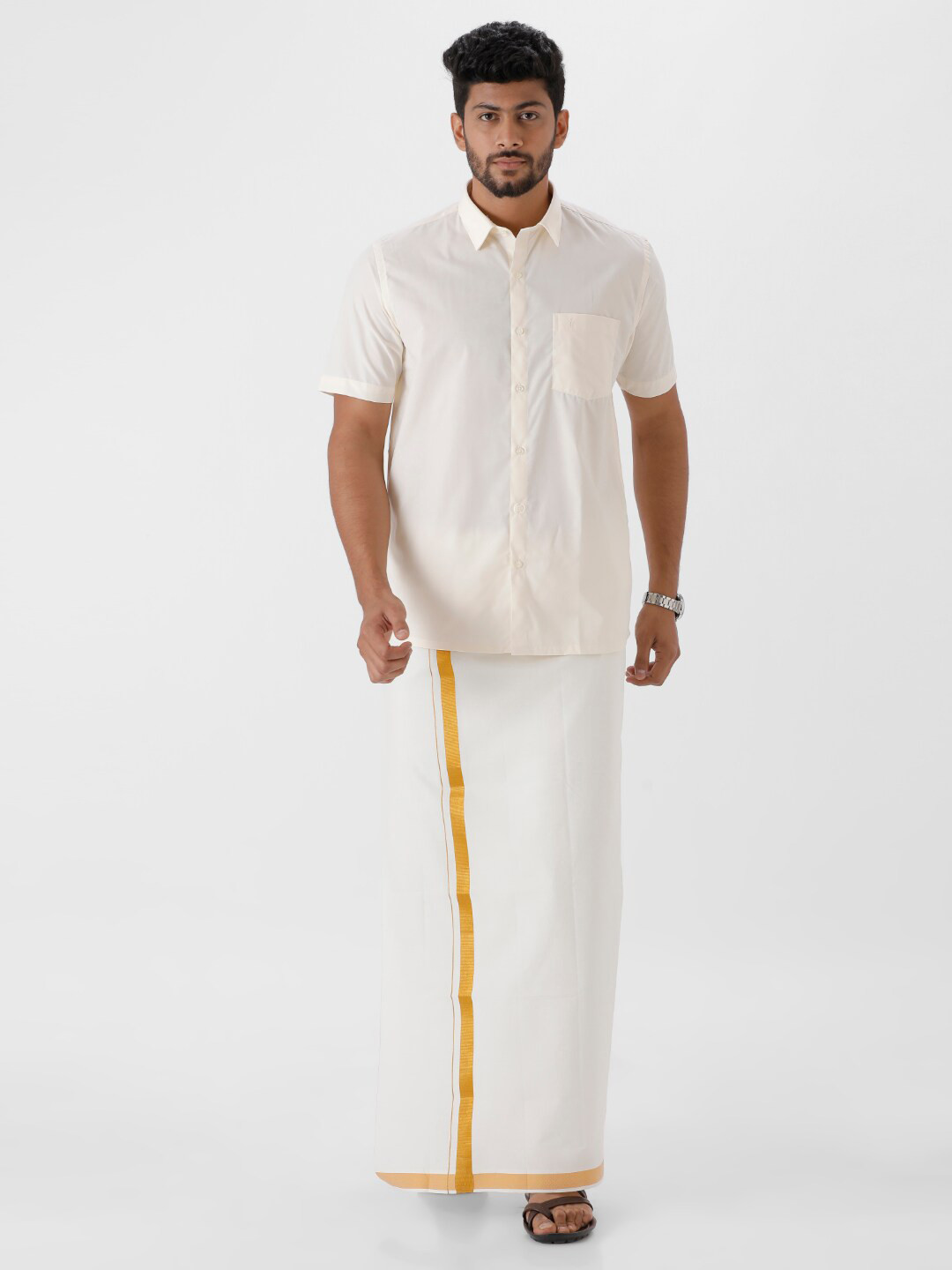 Buy Ramraj Men Cotton Shirt With Veshti Set - Clothing Set for Men ...