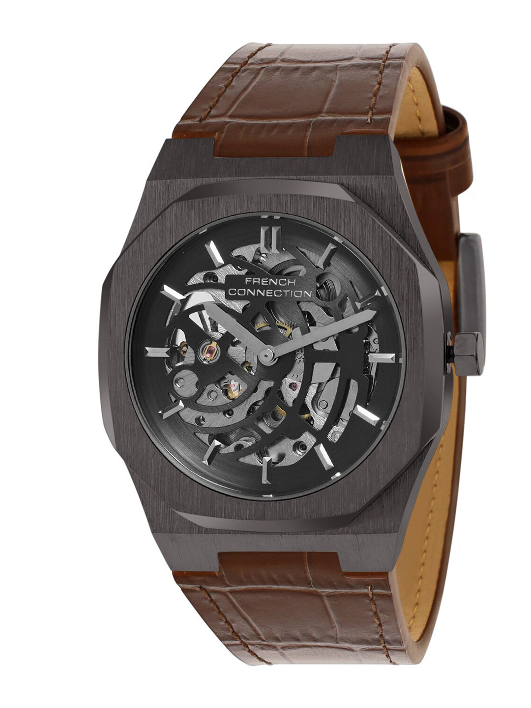 Buy French Connection Men Skeleton Dial & Leather Straps Automatic ...