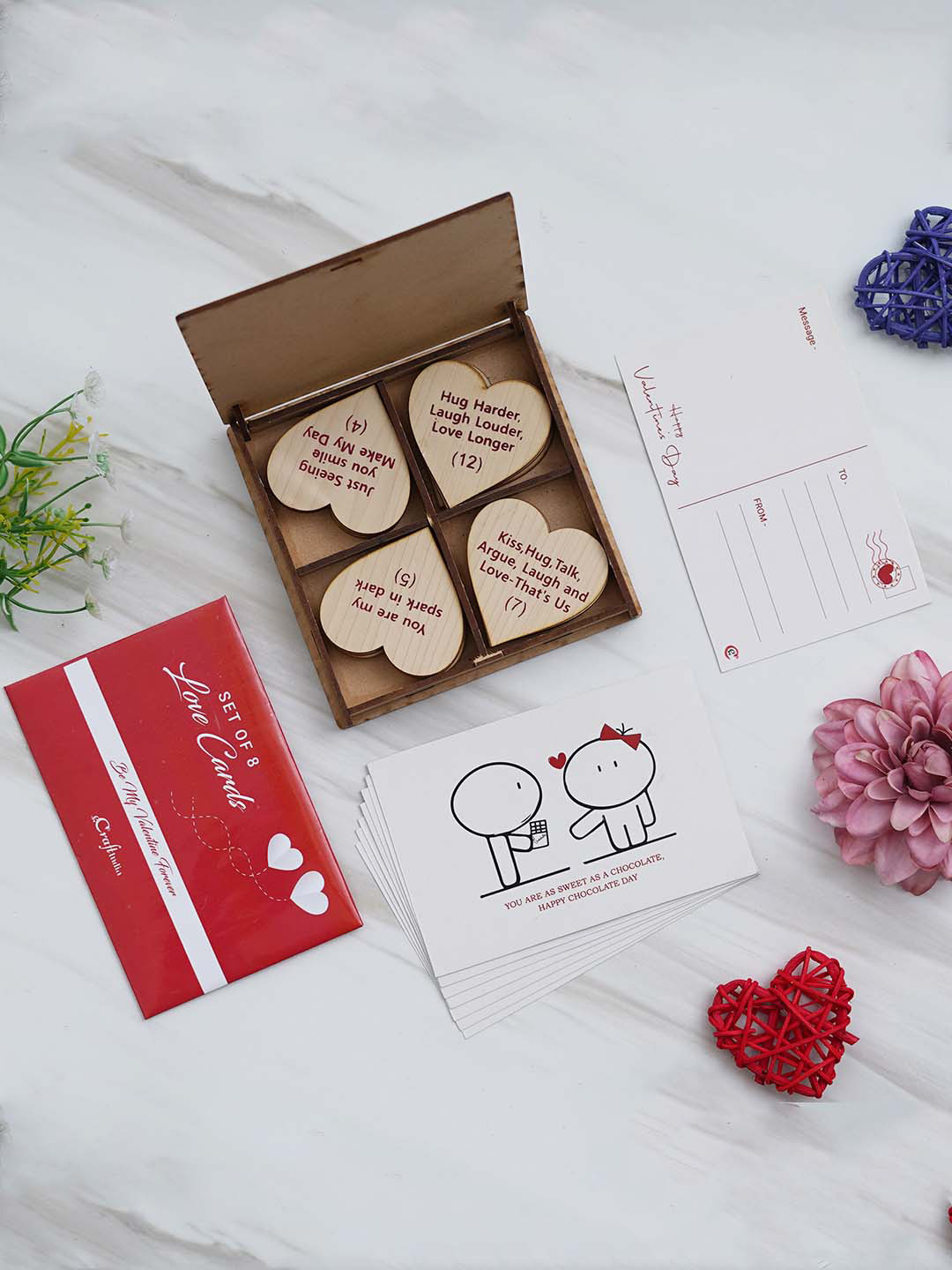 Buy ECraftIndia 2 Pcs Love Post Cards Gift Cards Valentine Gift Set ...