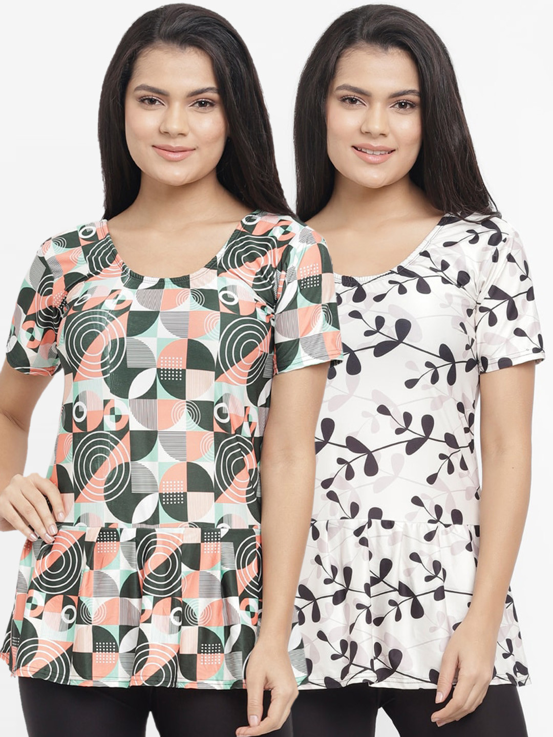 Buy N Gal Women Pack Of 2 Printed Padded One Piece Swimsuits - Swimwear ...