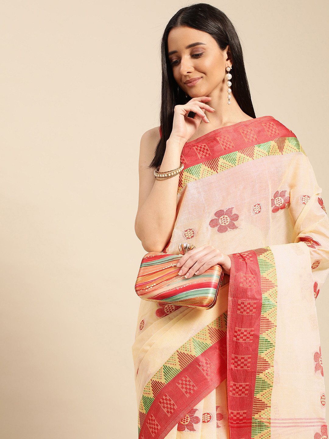 Buy DESH BIDESH Ethnic Motifs Pure Cotton Taant Saree - Sarees for ...