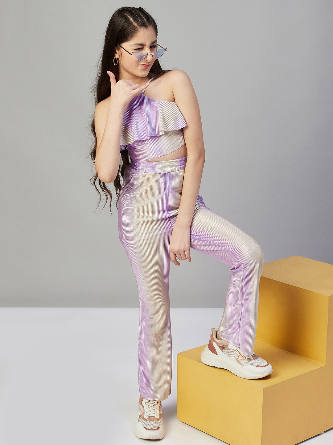 Buy Stylo Bug Girls Striped Crop Top With Trousers Set - Clothing Set ...