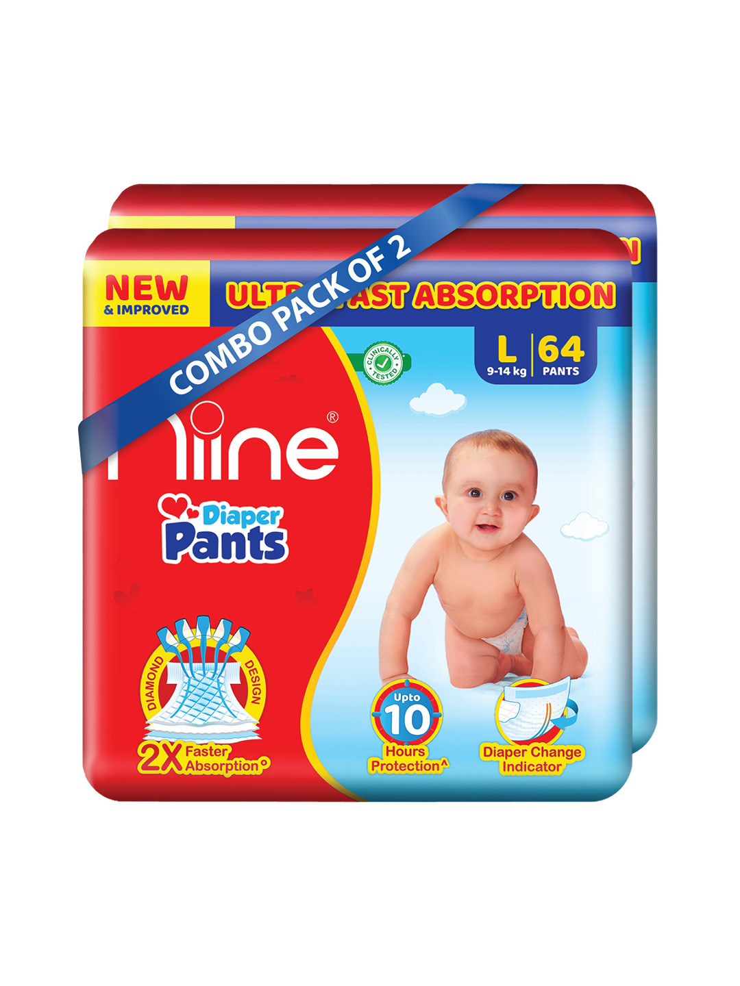 Buy Niine Set Of 2 L Baby Diaper Pants 2X Absorbent Changing Indicators ...