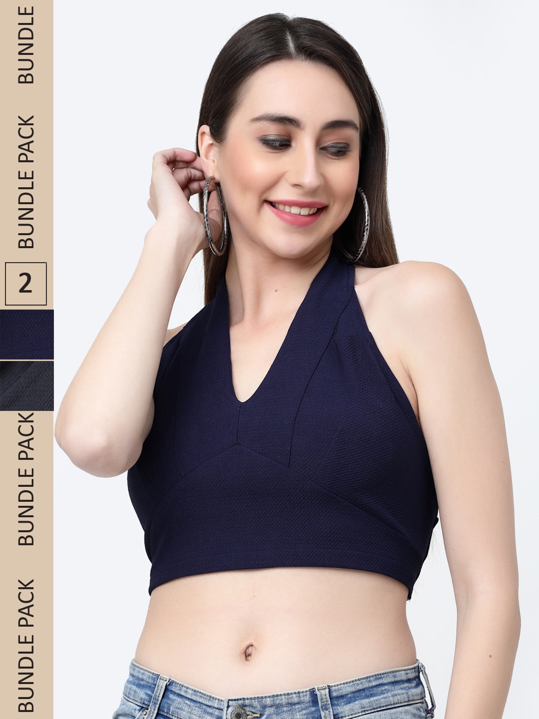 Buy Miss Ayse Pack Of 2 Halter Neck Bralette Crop Top Tops For Women