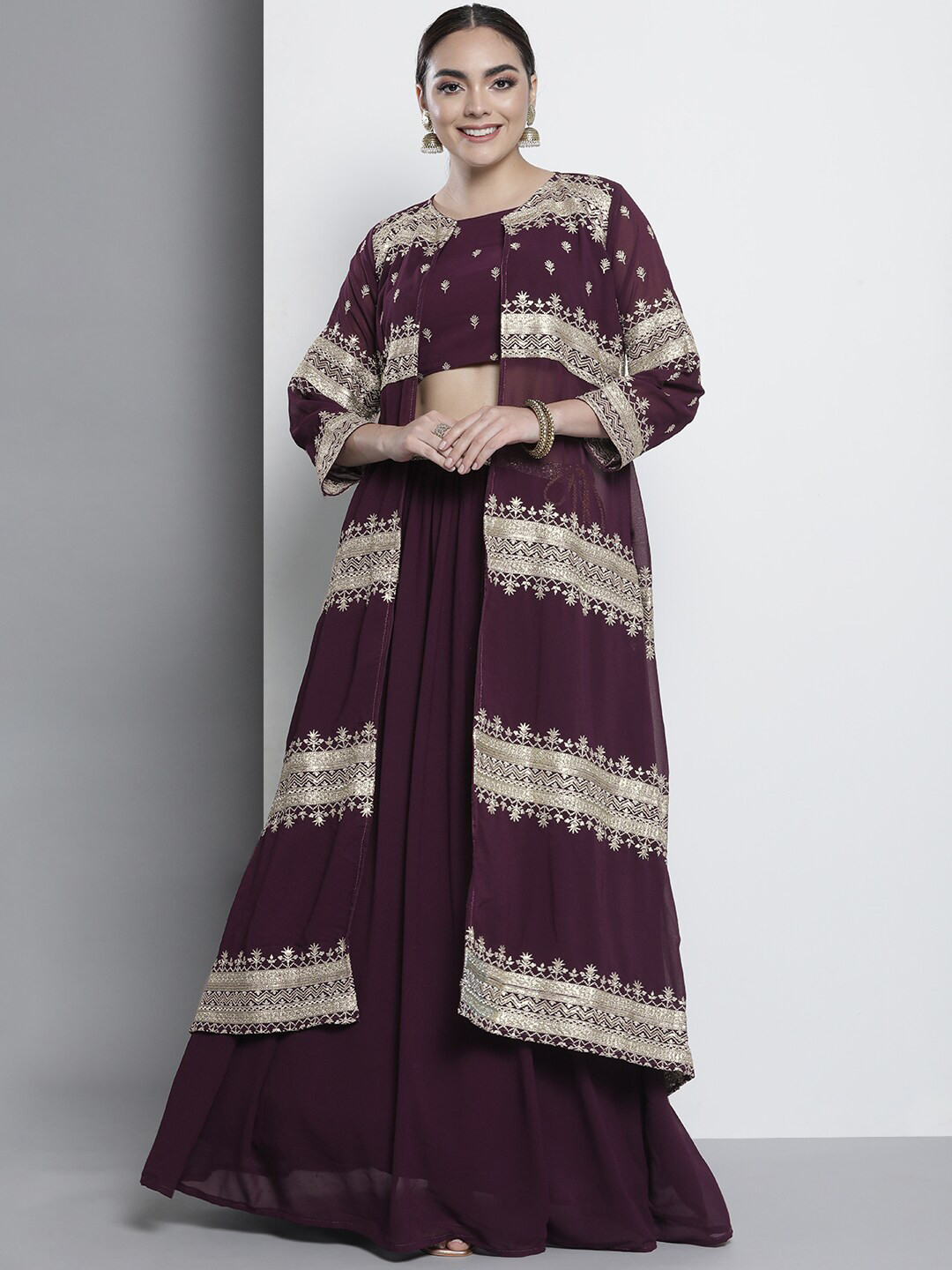 Buy Fusionic Embroidered Semi Stitched Lehenga & Unstitched - Lehenga ...