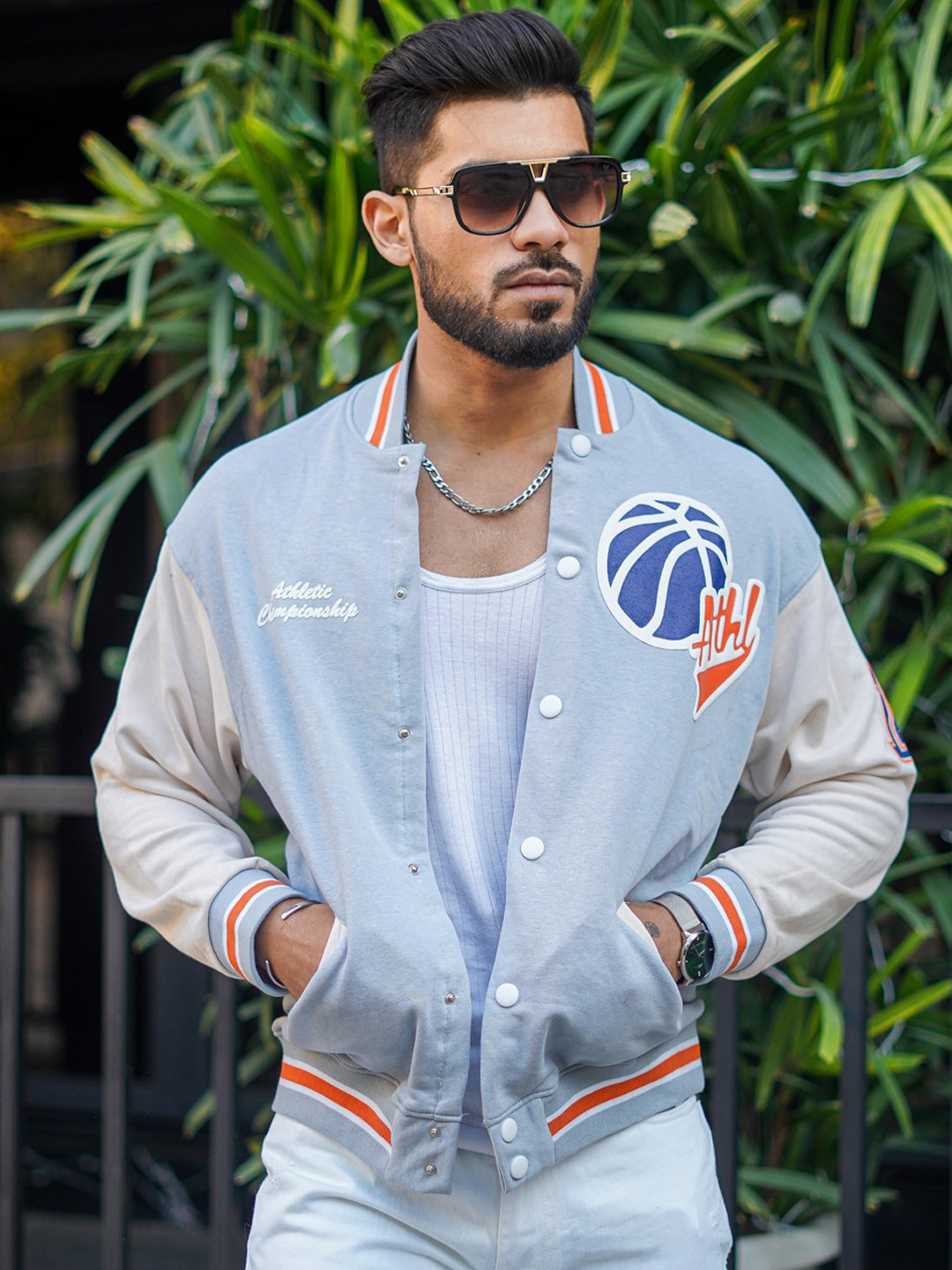 Buy Powerlook Men Printed Organic Cotton Varsity Jacket - Jackets for ...