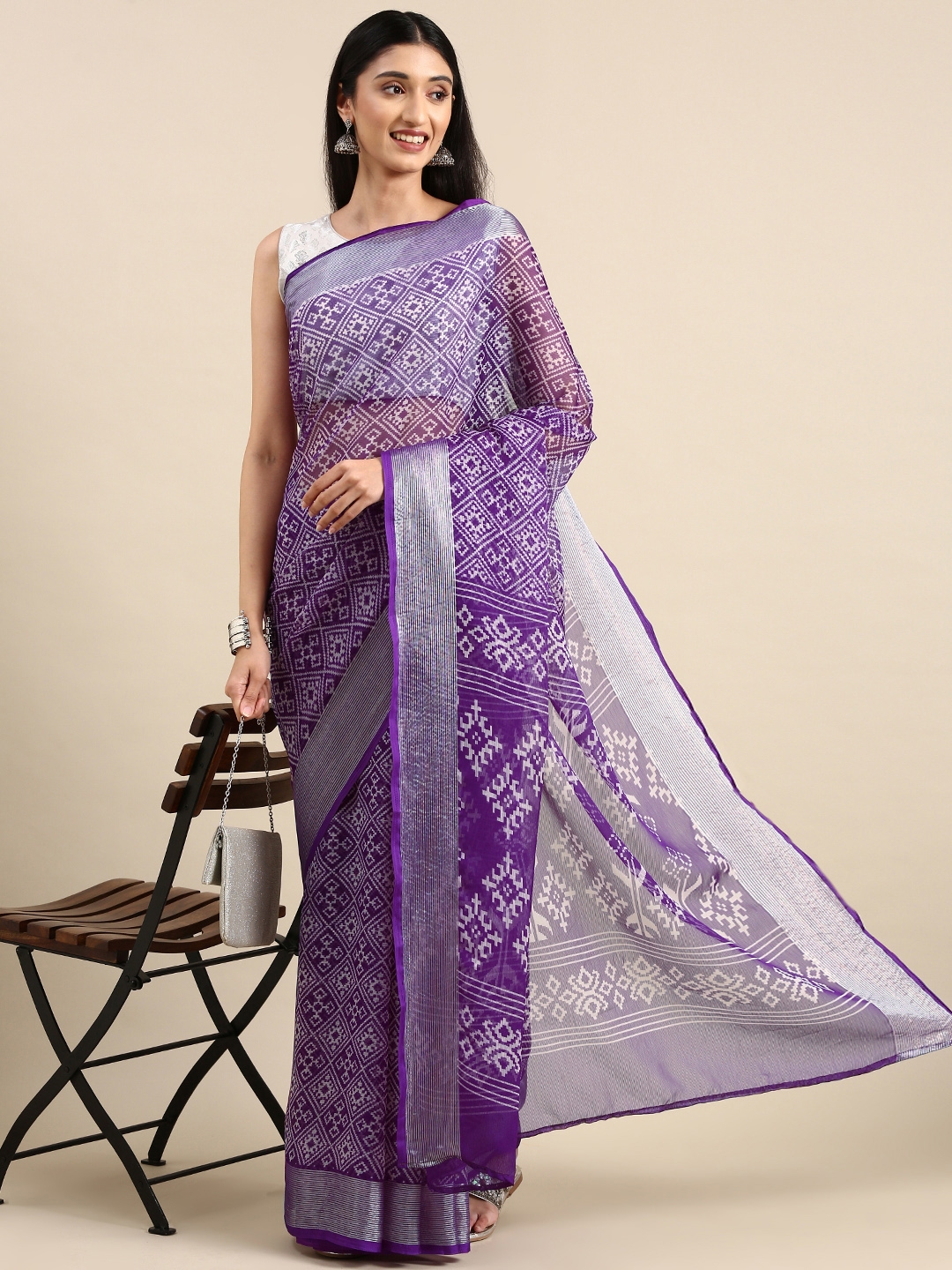 Buy Anouk Geometric Print Pure Chiffon Saree - Sarees for Women ... Buy Anouk Geometric Print Pure Chiffon Saree - Sarees for Women ...