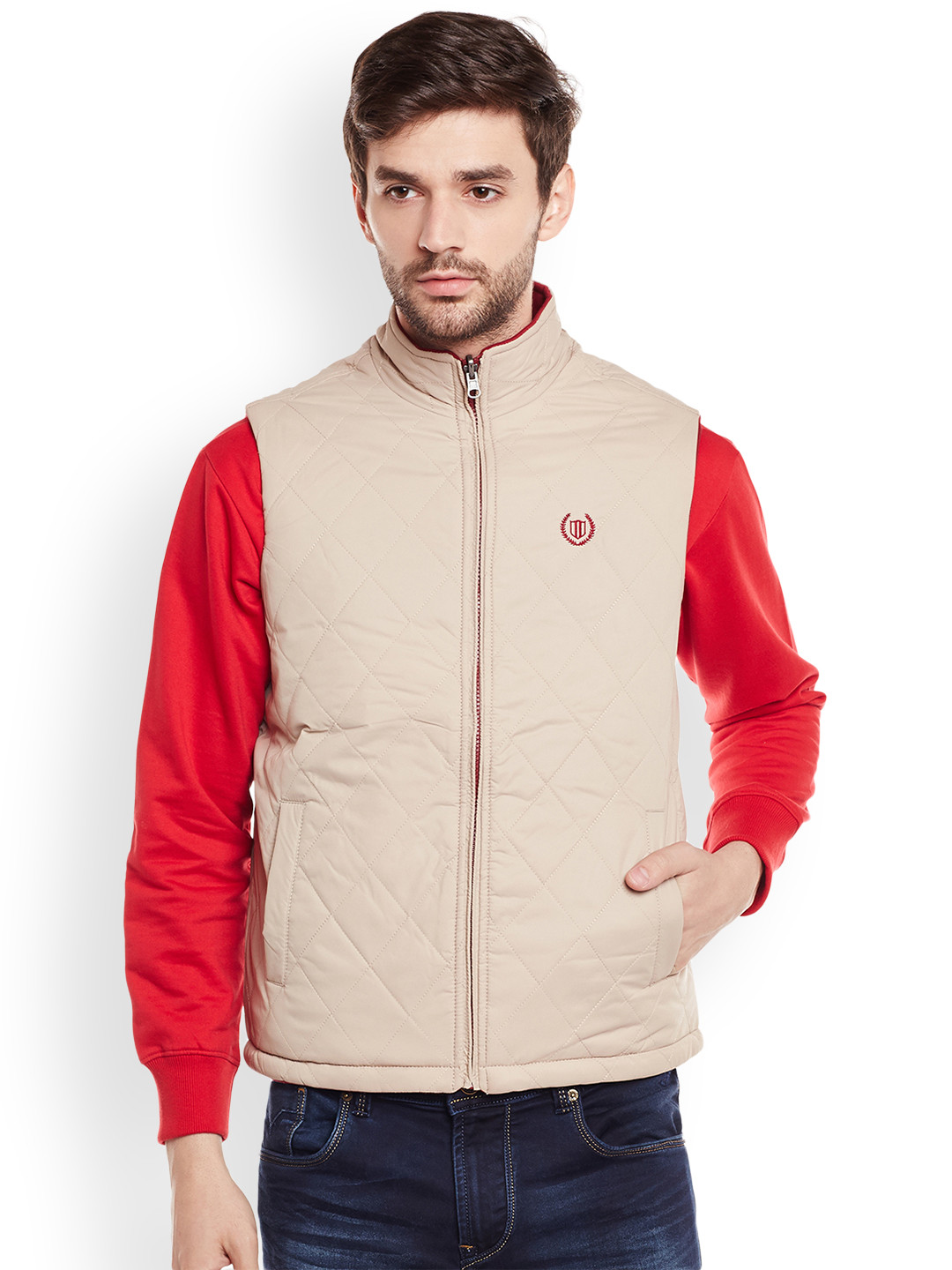 Buy Duke Men Cream Coloured Solid Quilted Jacket - Jackets for Men ...