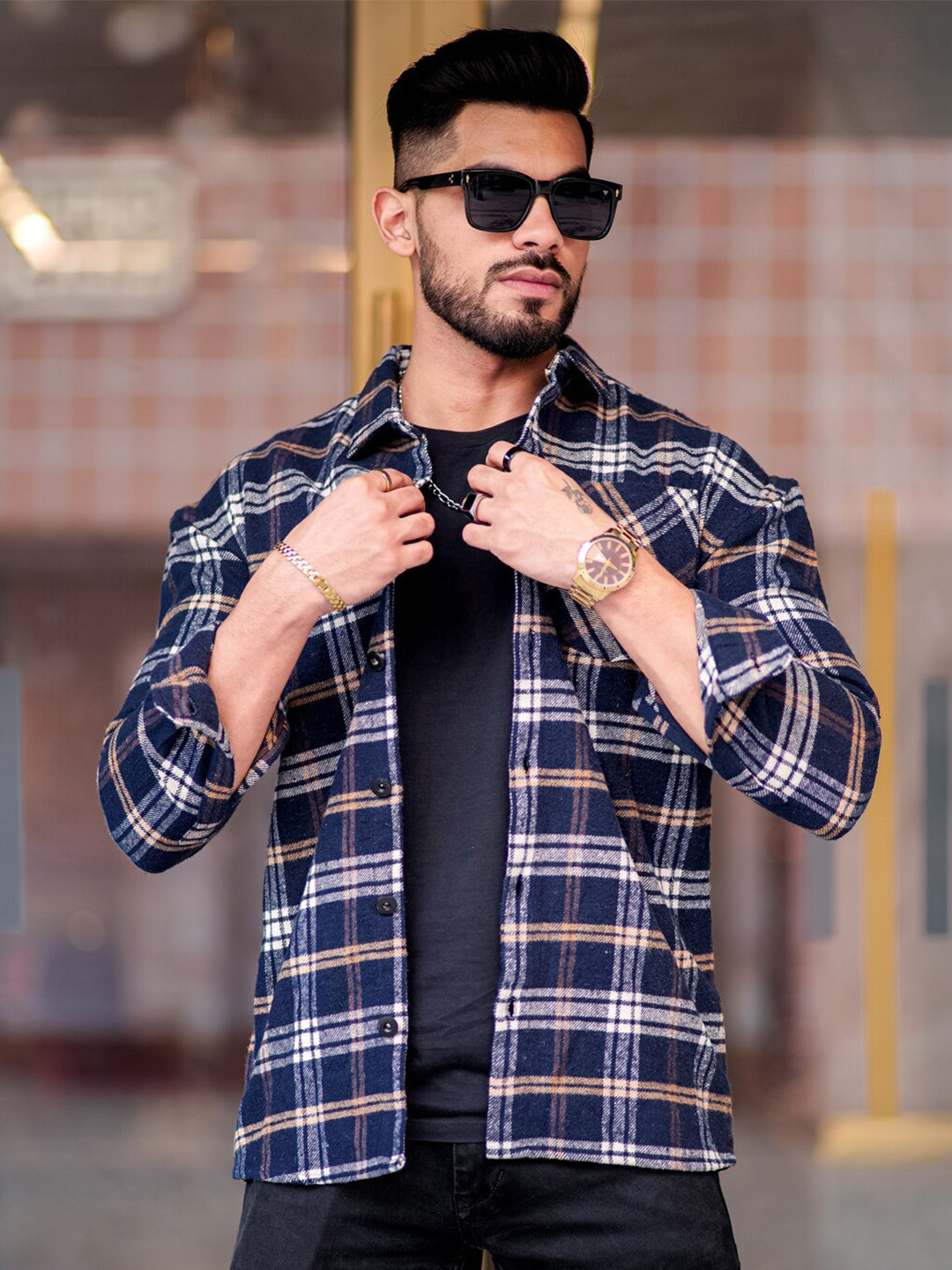 Buy Powerlook Men Slim Fit Tartan Checked Casual Cotton Shirt - Shirts ...