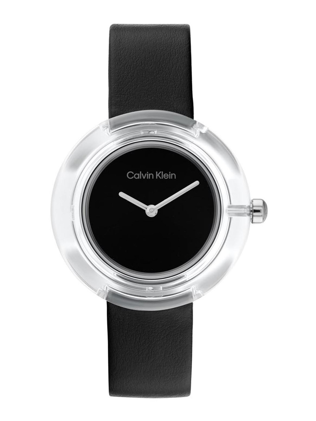 Buy Calvin Klein Women Circular Leather Analogue Watch 25200020 Black ...