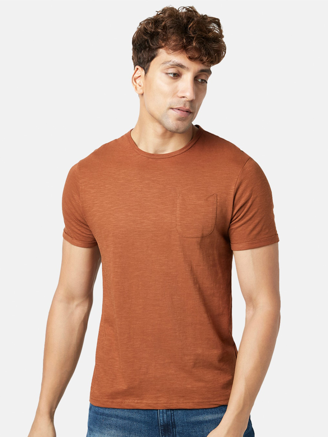 Buy People Men Slim Fit Round Neck Cotton T Shirt - Tshirts for Men ...