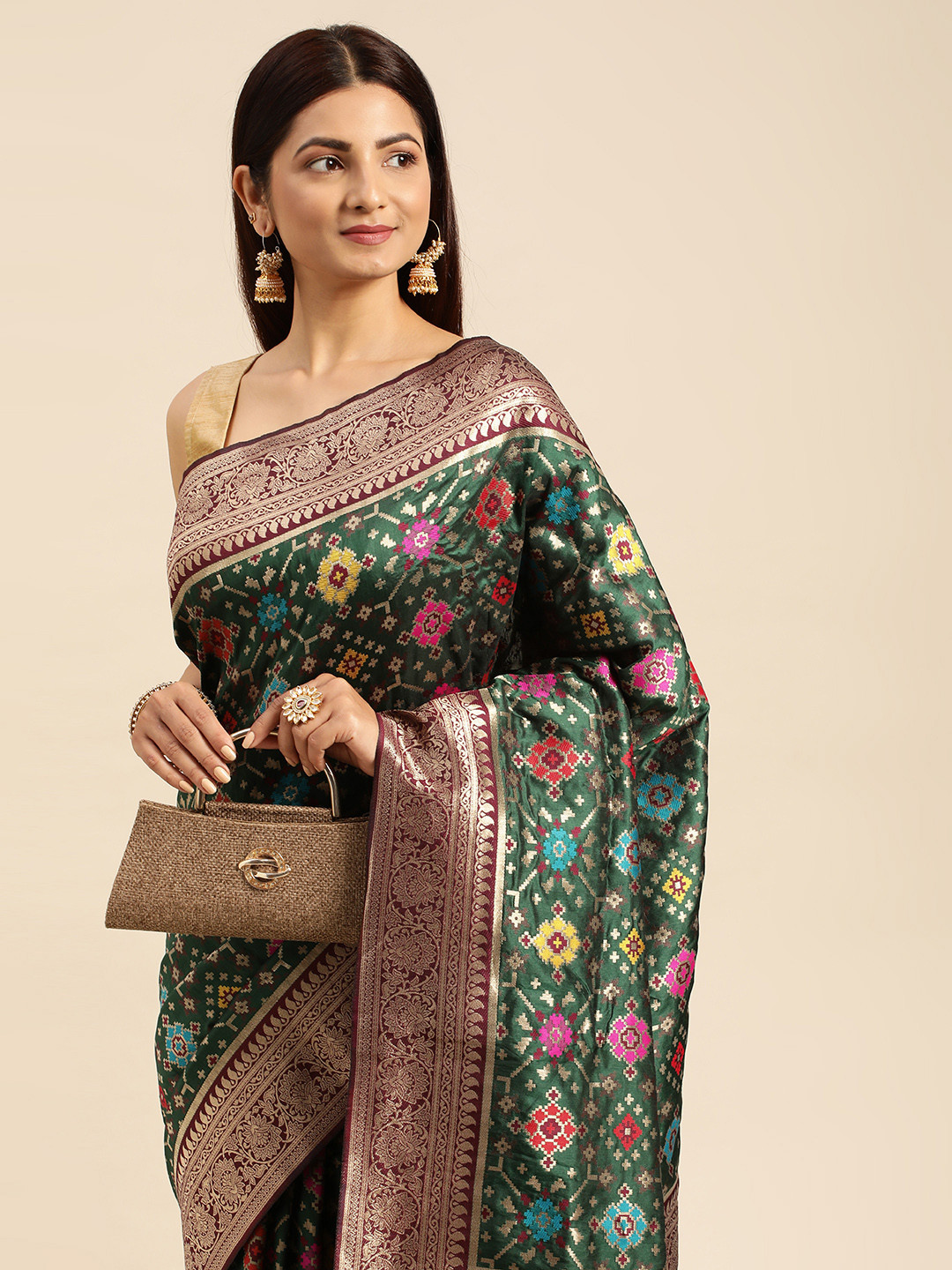 Buy Royal Rajgharana Saree Ethnic Motifs Zari Patola Sarees - Sarees ...