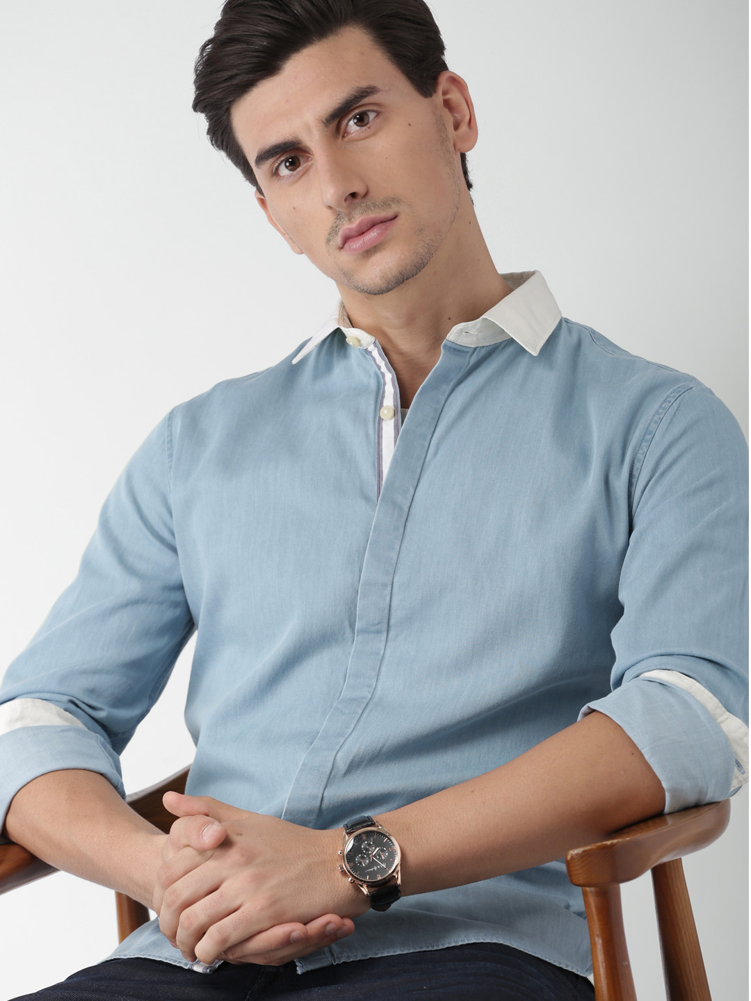 Buy INVICTUS Men Ice Blue Slim Fit Solid Casual Shirt - Shirts for Men ...