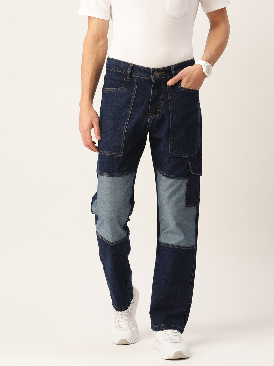 Buy PARIS HAMILTON Men Relaxed Fit Colourblocked Stretchable Jeans ...