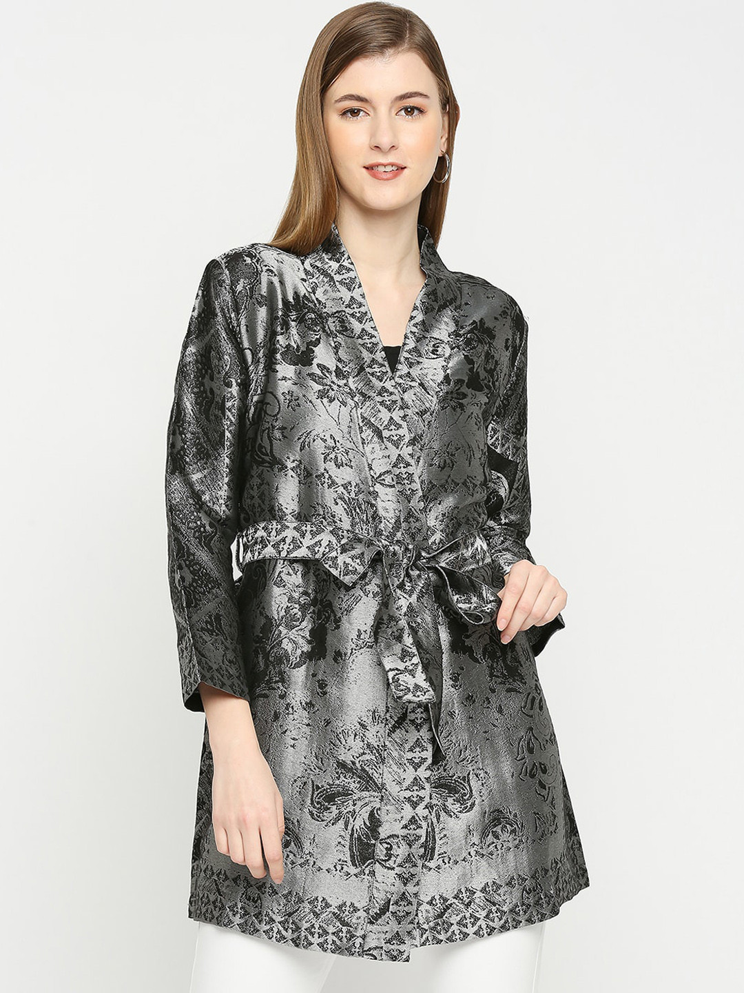 Buy Cloth Haus India Women Printed Cotton Longline Tie Up Shrug - Shrug ...