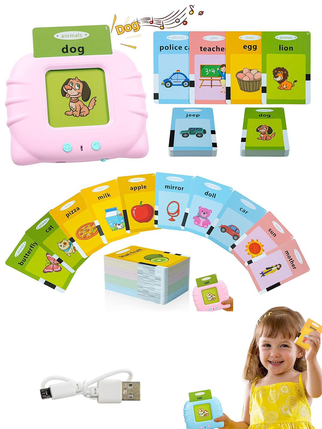 Buy WEMBLEY Kids Talking Flash Cards Skill Development Toy - Learning And Development Toys for ...