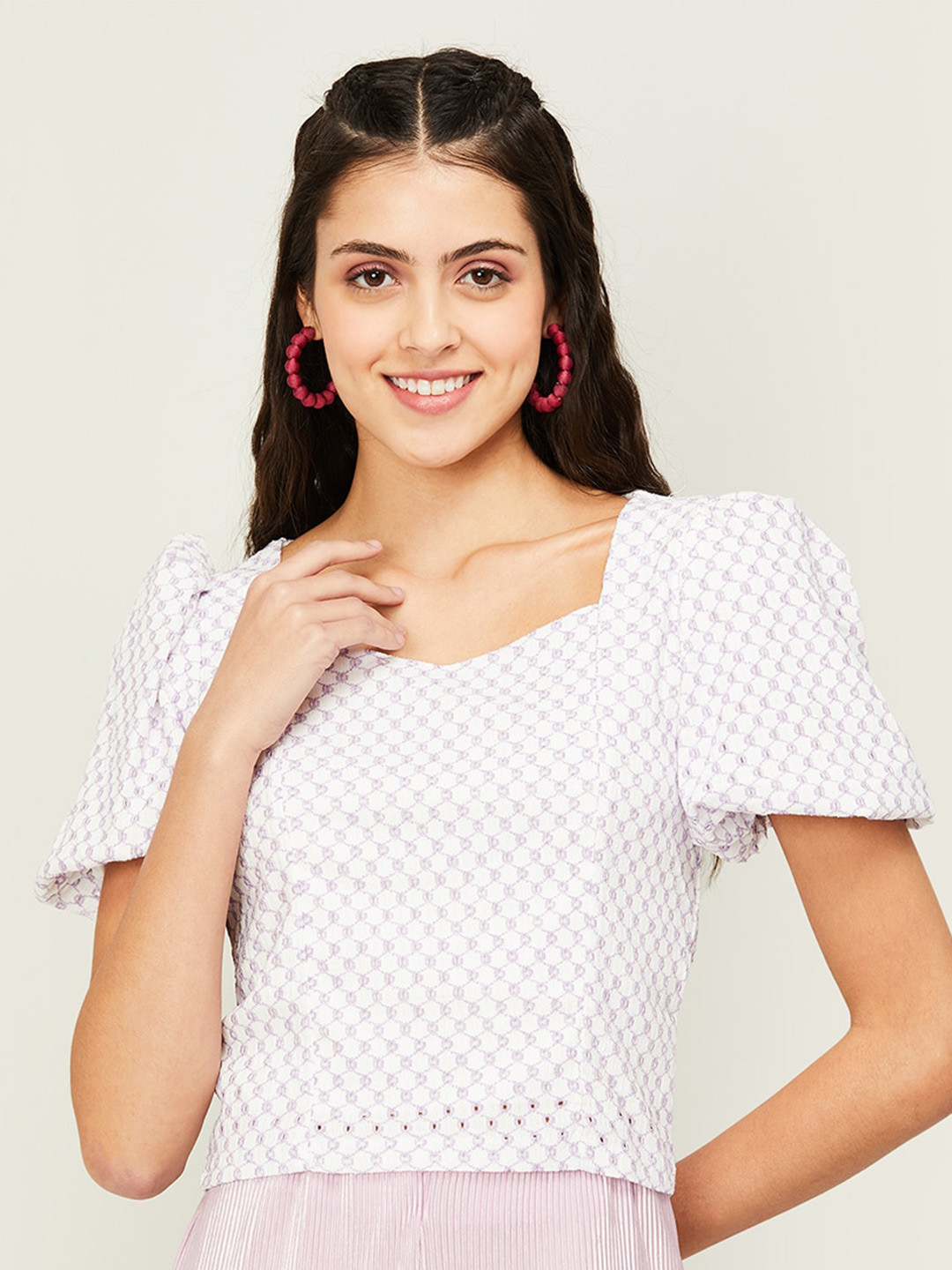 Buy CODE By Lifestyle Self Design Embroidered Crop Top - Tops for Women ...