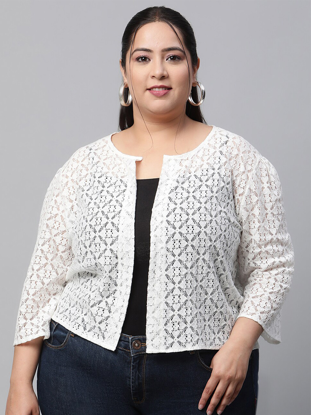 Buy UnaOne Women Plus Size Embroidered Cotton Shrug - Shrug for Women ...