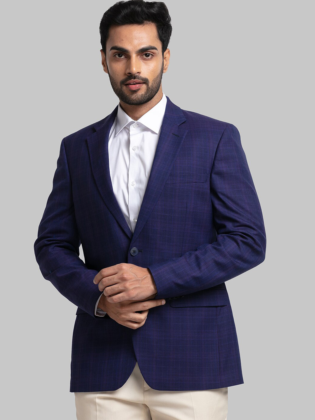 Buy Raymond Men Checked Single Breasted Blazers - Blazers for Men ...