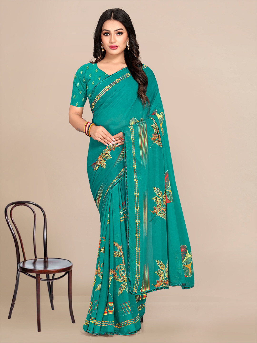 Buy Mitera Floral Jaali Pure Georgette Banarasi Saree - Sarees for ...