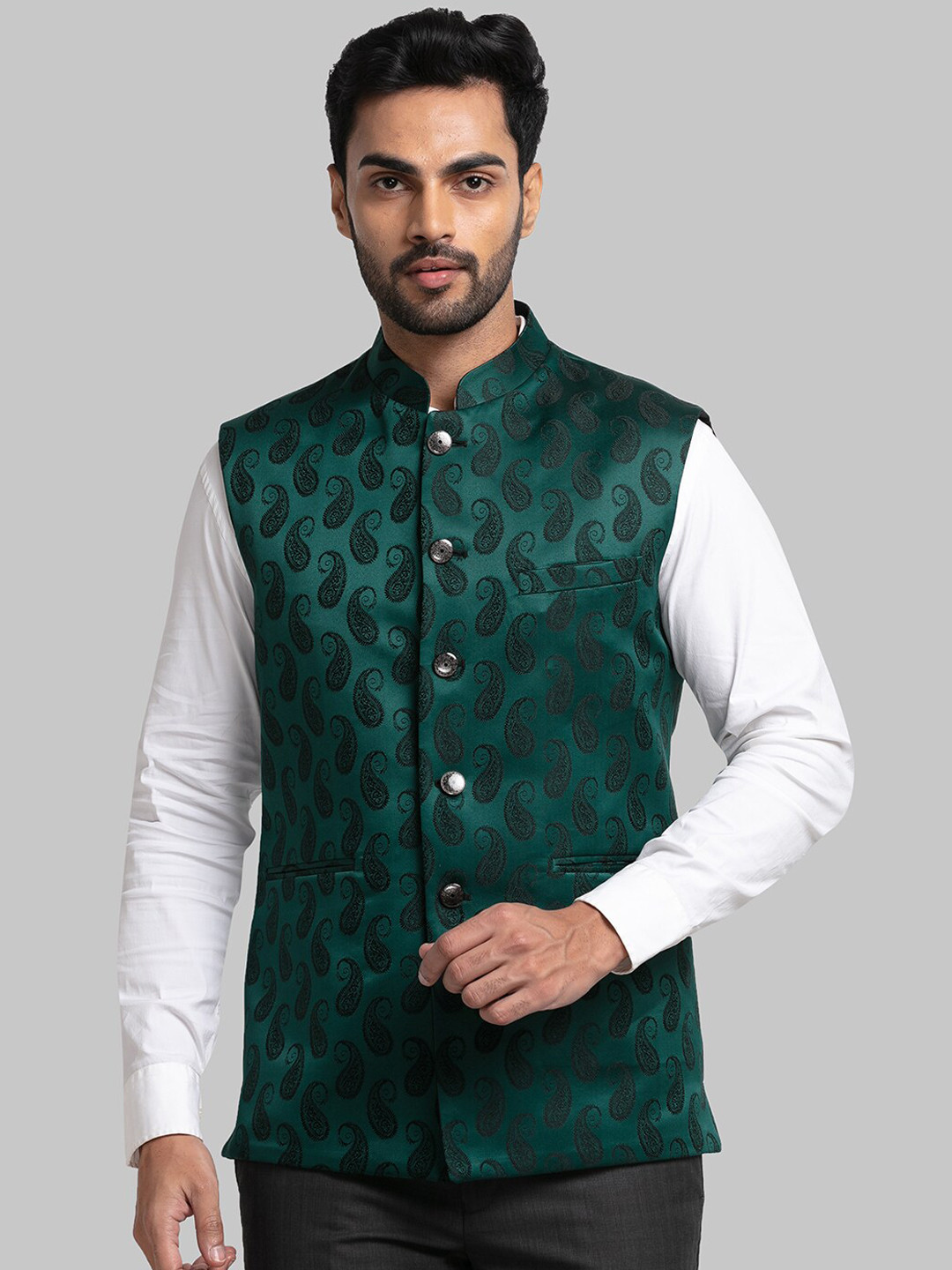 Buy Raymond Men Woven Design Nehru Jacket - Nehru Jackets for Men ...
