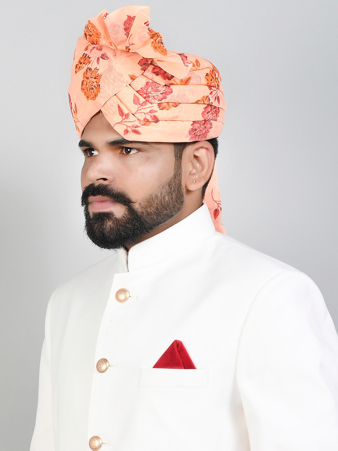 Buy Silvermerc Designs Men Floral Printed Pure Cotton Pagdi - Pagri And ...