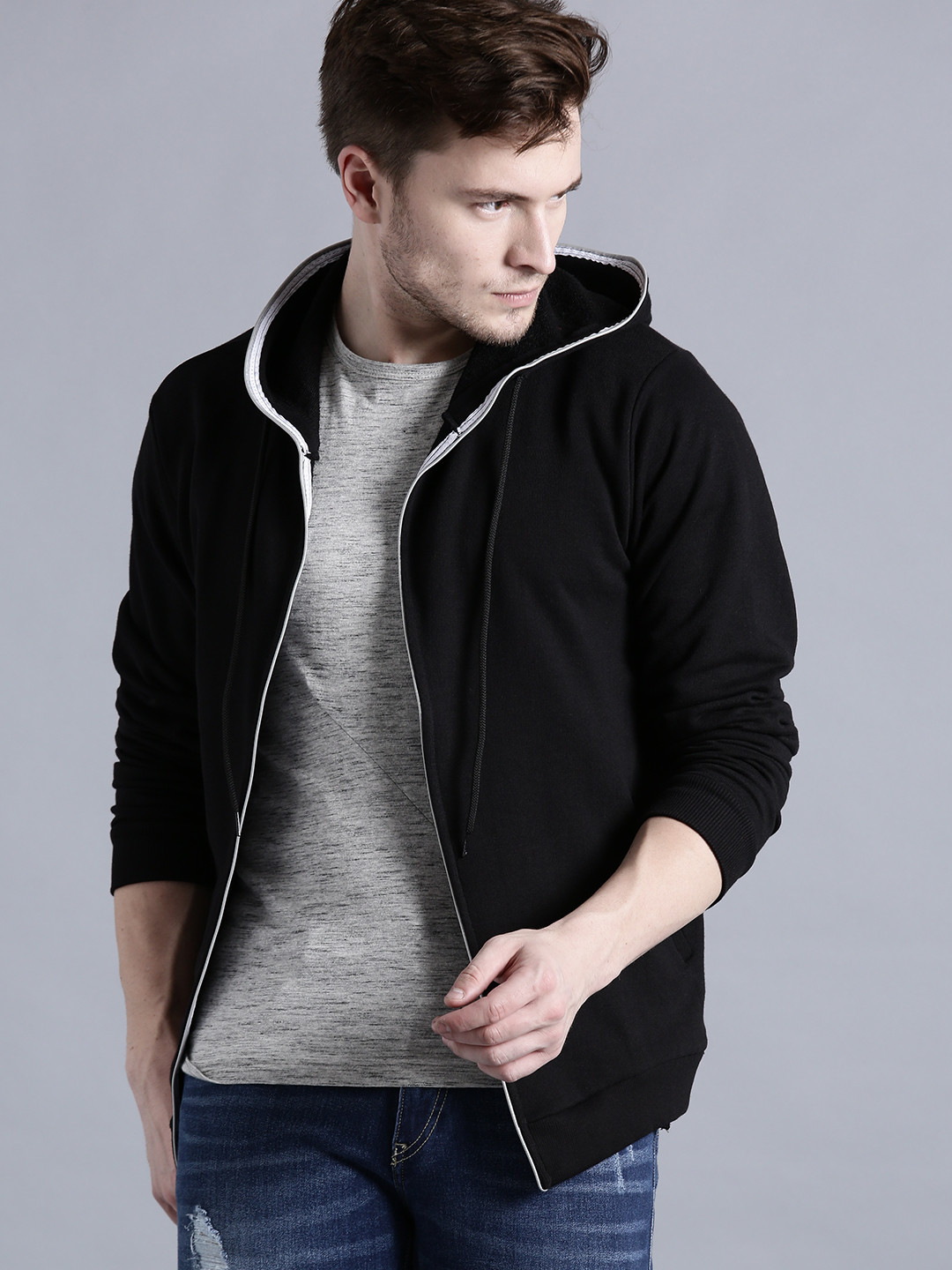 Buy Kook N Keech Men Black Solid Hooded Sweatshirt - Sweatshirts for ...