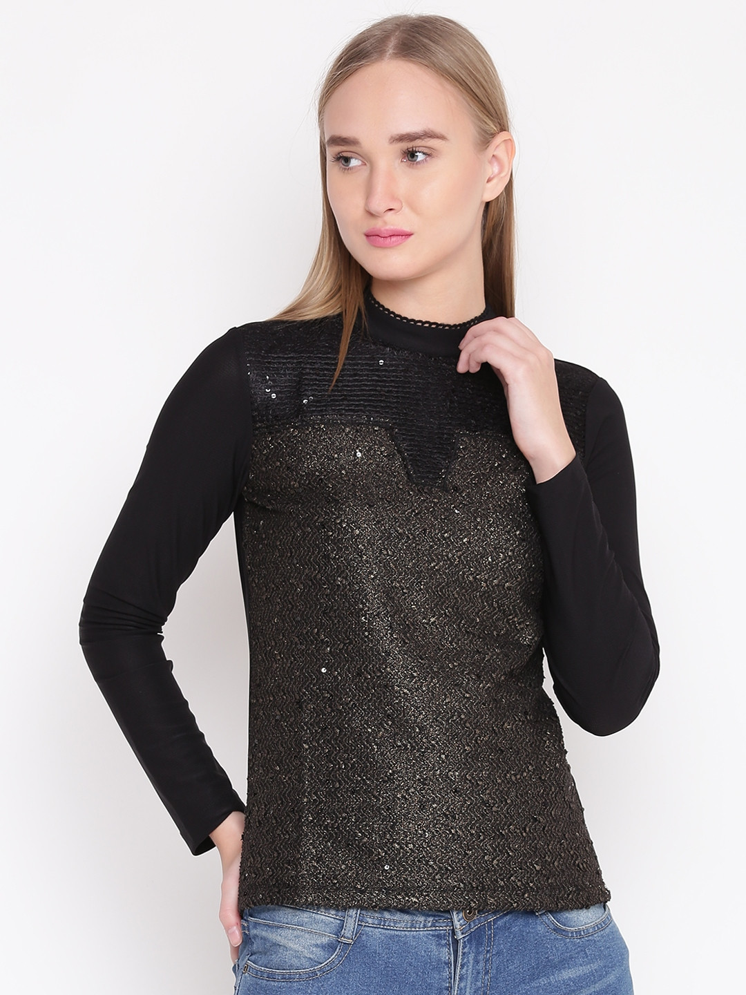 Buy Madame Women Black Self Design Top - Tops for Women 2175900 | Myntra