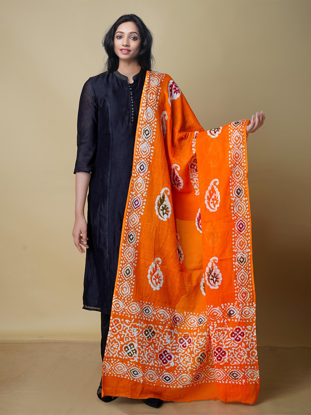 Buy Unnati Silks Ethnic Motifs Pure Cotton Batik Dupatta - Dupatta for ...