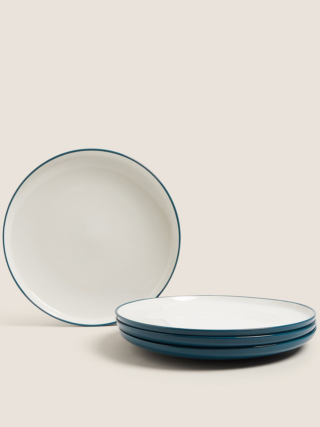Buy Marks & Spencer Tribeca Teal 4 Pieces Bone China Glossy Plates ...