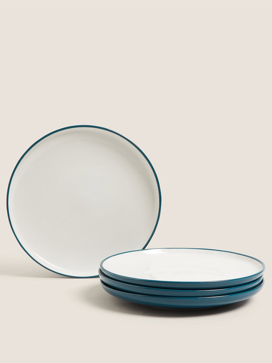 Buy Marks & Spencer Tribeca Teal 4 Pieces Bone China Glossy Plates ...