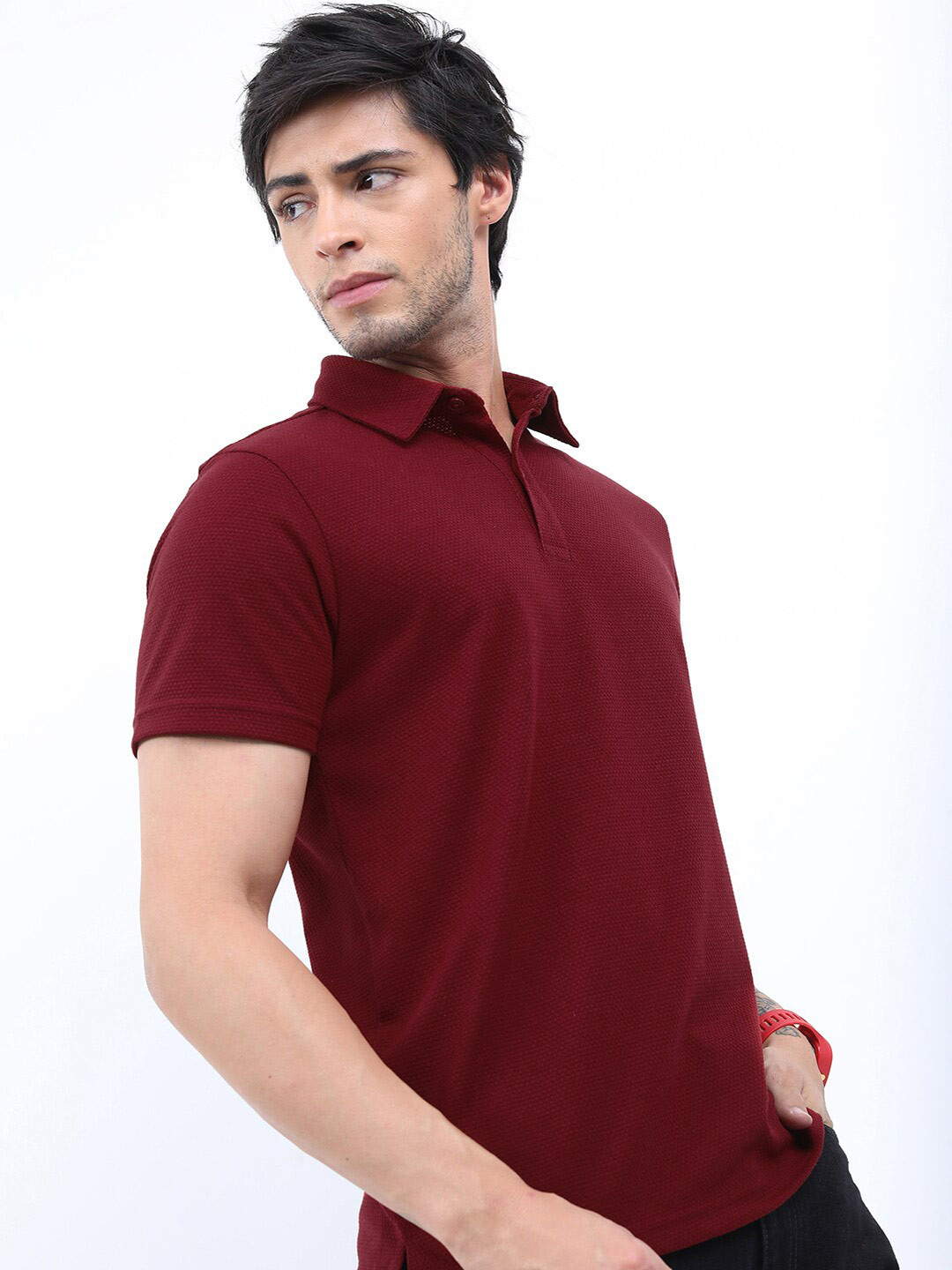 Buy HIGHLANDER Popcorn Structured Regular Fit T Shirt - Tshirts for Men ...